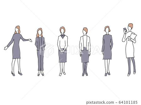 Working female line drawing - Stock Illustration [64101185] - PIXTA