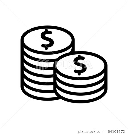 a stack of coins icon vector outline illustration - Stock Illustration ...