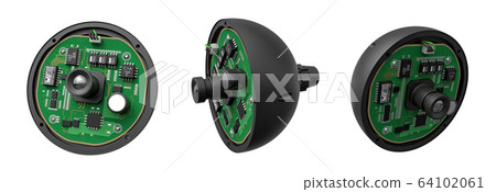 3d rendering of three black round web cameras... - Stock Illustration ...