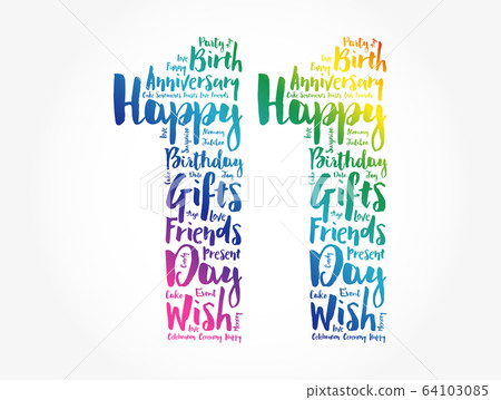 Happy 11th birthday word cloud - Stock Illustration [64103085] - PIXTA