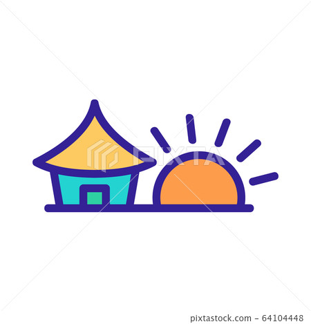 sunset house icon vector outline illustration - Stock Illustration ...