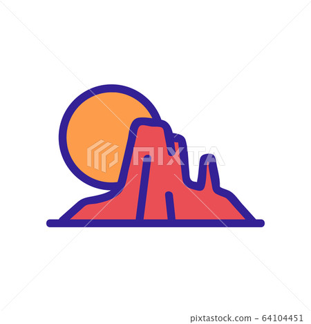sunset mountains icon vector outline illustration - Stock Illustration ...
