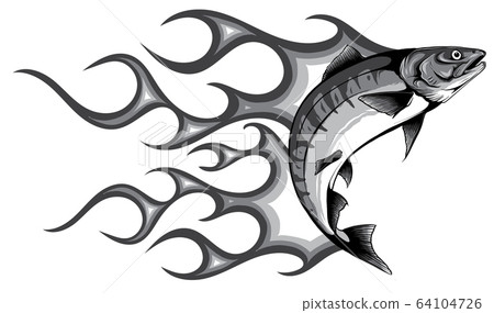 monochromatic Abstract Burning fish,...-插圖素材 [64104726] - PIXTA圖庫