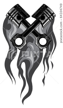 monochromatic piston on a fire background... - Stock Illustration ...