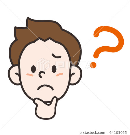 Boy front face hatena hand on chin - Stock Illustration [64105035] - PIXTA