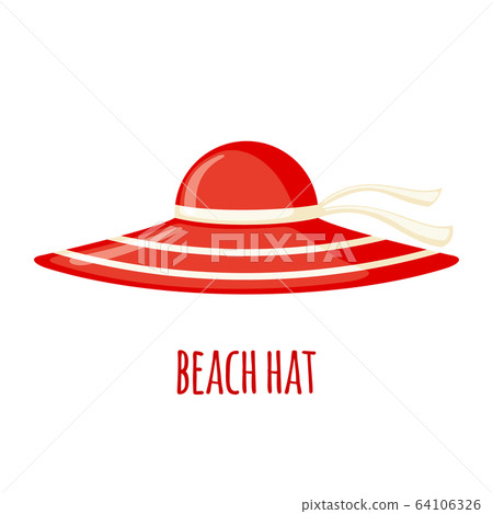 Vector Red Beach hat icon in flat style... - Stock Illustration ...