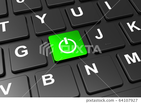 Close up green button with switch on sign on black - Stock Illustration ...