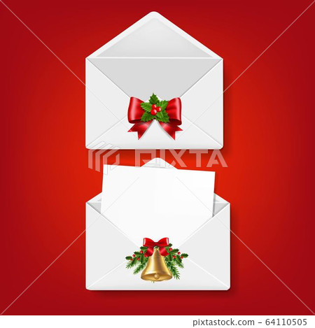 Merry Christmas Envelope Set Isolated Red - Stock Illustration ...