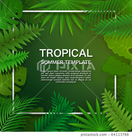 Tropical template with tropical summer and - Stock Illustration ...