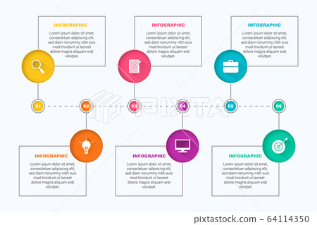 Colourful infographic with 6 text boxes can be - Stock Illustration ...