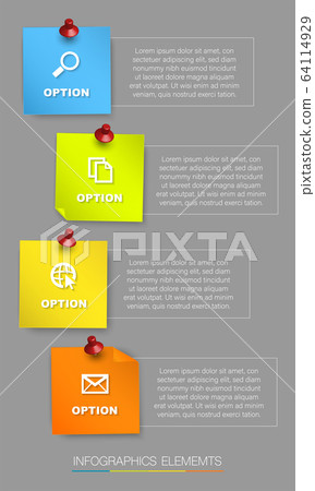 Vertical colourful sticky note infographic, Vector - Stock Illustration ...