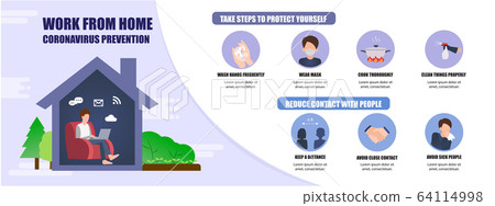 Modern infographic with work from home to prevent - Stock Illustration ...