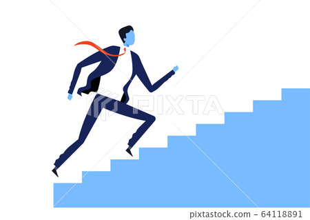 Businessmen Running up the Stairs to Success,... - Stock Illustration ...