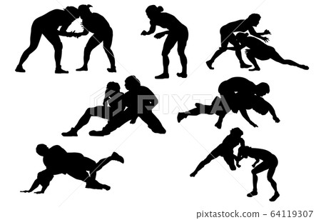Sport silhouette wrestling - Stock Illustration [64119307] - PIXTA