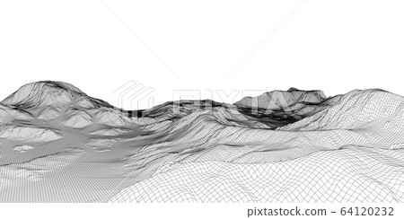 Abstract 3d wire-frame landscape. Blueprint style - Stock Illustration ...