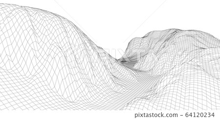 Abstract 3d wire-frame landscape. Blueprint style - Stock Illustration ...