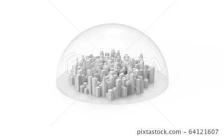City blockade Dome city image CG 16:9 - Stock Illustration [64121607 ...