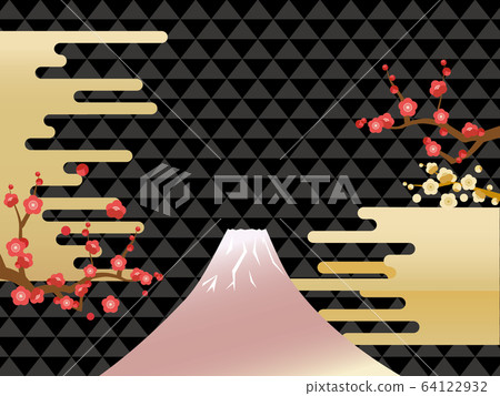 Plum, clouds, Mount Fuji, scales - Stock Illustration [64122932] - PIXTA