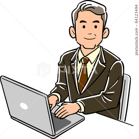 Business man operating a personal computer - Stock Illustration ...