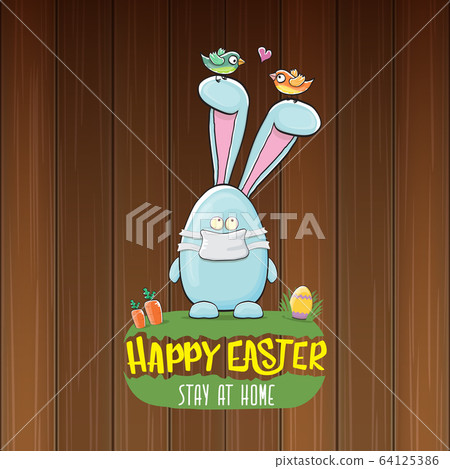 Happy easter stay at home greeting card with... - Stock Illustration ...