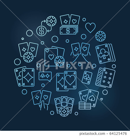 Poker blue round outline vector concept... - Stock Illustration ...