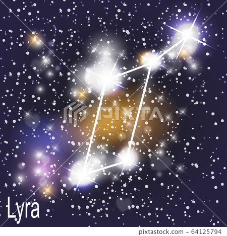 Lyra Constellation with Beautiful Bright Stars on - Stock Illustration ...