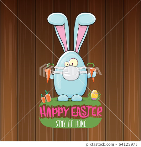 Happy easter stay at home greeting card with... - Stock Illustration ...