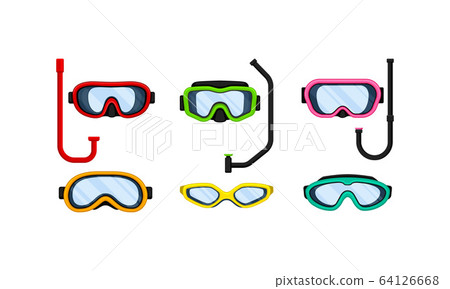 Scuba Goggles and Snorkel of Different Color... - Stock Illustration ...