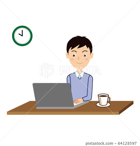 Illustration of a young man operating a... - Stock Illustration ...