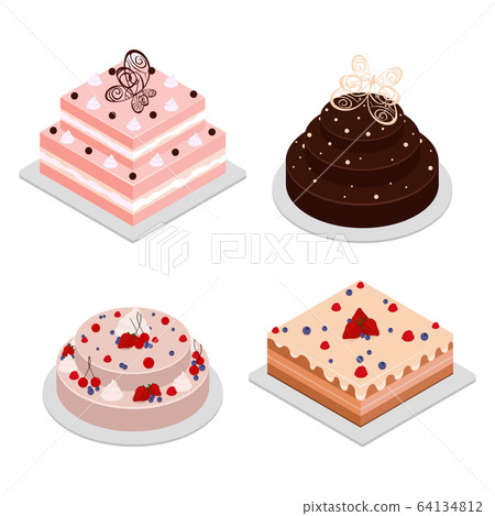 Isometric cakes collection - Stock Illustration [64134812] - PIXTA