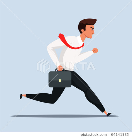 Businessman office worker rushing to job cartoon - Stock Illustration ...