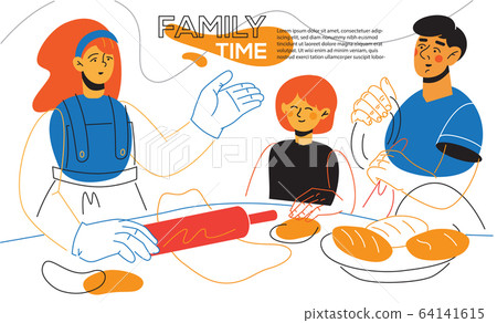 Family time - colorful flat design style banner - Stock Illustration ...