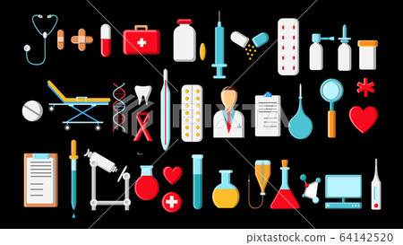 Big beautiful bright colored set of medical - Stock Illustration ...