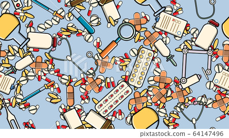 Seamless pattern texture of medicine items - Stock Illustration ...