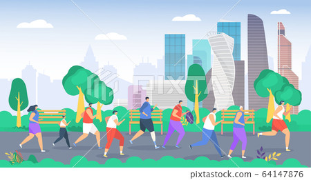 People run in park vector illustration, cartoon... - Stock Illustration ...