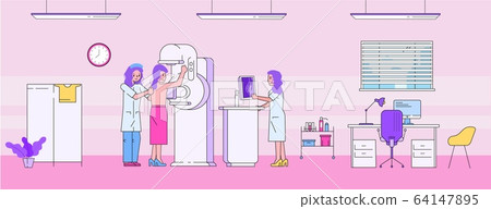 Doctor mammography vector illustration, cartoon... - Stock Illustration ...