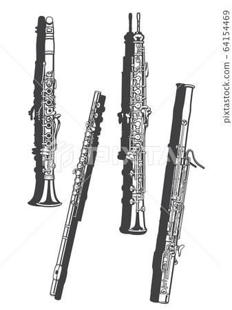 Illustration set of realistic woodwind instruments - Stock Illustration ...