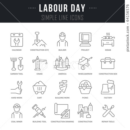 Set Vector Line Icons of Labour Day - Stock Illustration [64156576] - PIXTA
