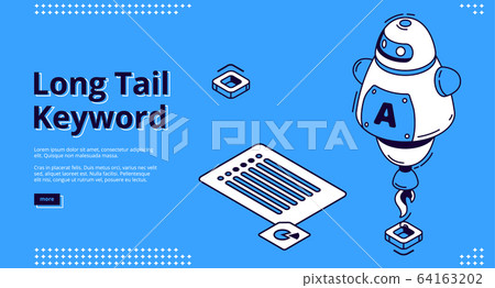 Long tail keyword banner with isometric robot - Stock Illustration ...