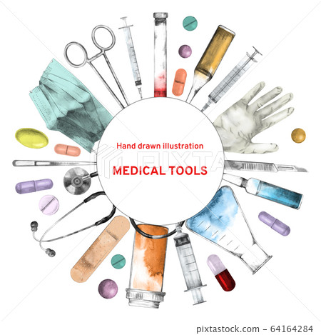 Round template with medical tools. - Stock Illustration [64164284] - PIXTA
