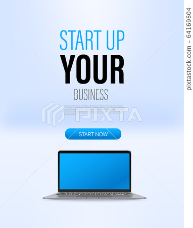 Start up your business promo landing page template - Stock Illustration ...