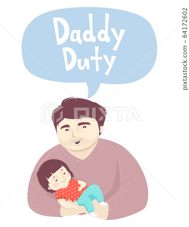 Kid Girl Man Dad Daddy Duty Illustration - Stock Illustration [64172602 ...