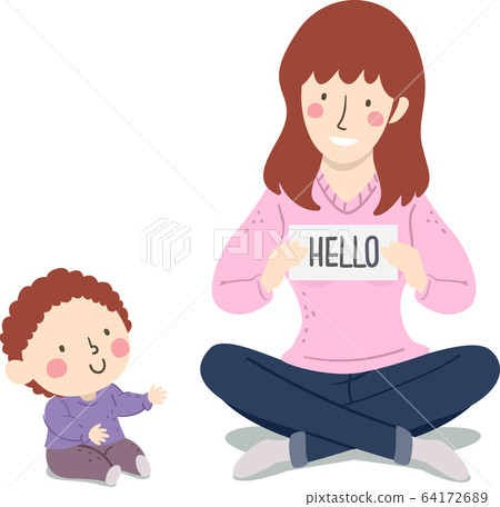 Baby Kid Boy Mom Flashcards Words Illustration - Stock Illustration ...