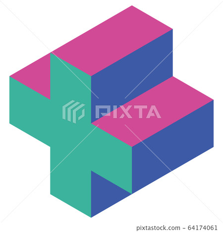 Cross of cubes. Retro colored. Isometric 3D... - Stock Illustration ...