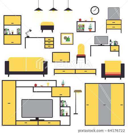 Big Cartoon Set home furniture,isolated on white - Stock Illustration ...