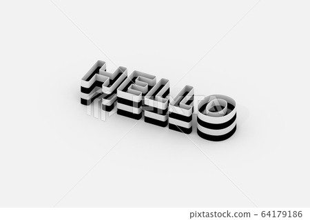 Hello 3D word in black and white stripes,... - Stock Illustration ...