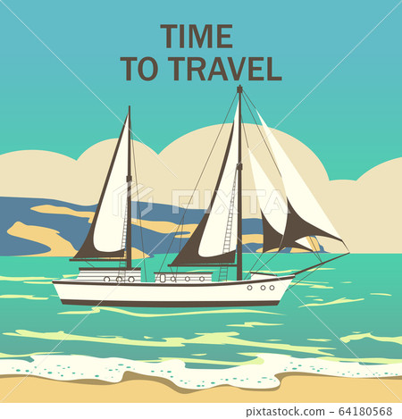 Sailing ship banner retro vintage with text... - Stock Illustration ...