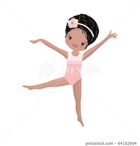 Clipart Cute African American Girl Gymnast Gym - Stock Illustration ...