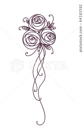 Flower bouquet. Stylized roses hand drawing. - Stock Illustration ...