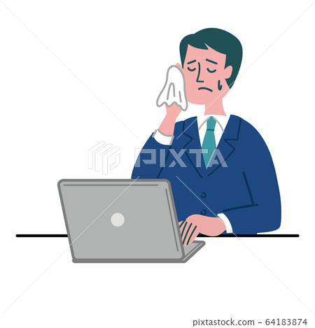 Suit man computer worried cold sweat - Stock Illustration [64183874 ...